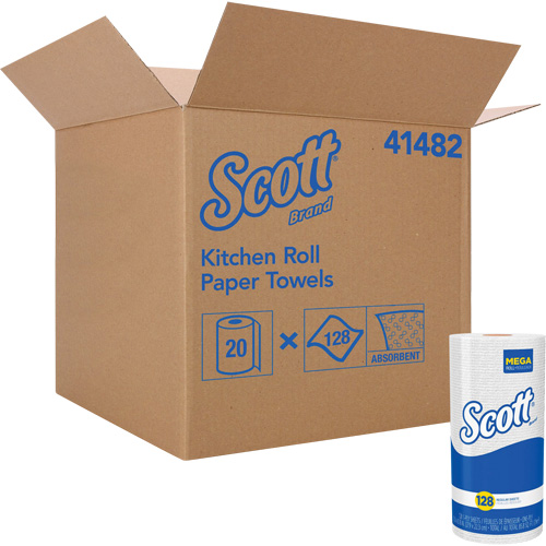 Kimberly-Clark Scott® Kitchen Roll Towels, 1 Ply, 128 Sheets/Roll, 11 ...